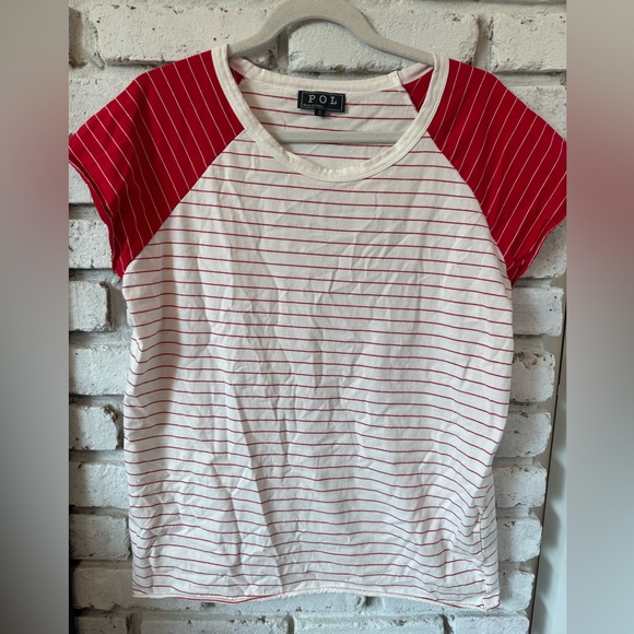 POL | Tops | Pol Red And White Striped Tee Nwot | Poshmark